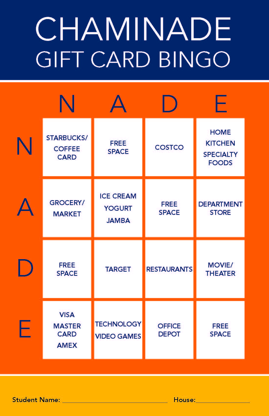 It’s Time to Play Gift Card Bingo | CHAMINADE NEWS